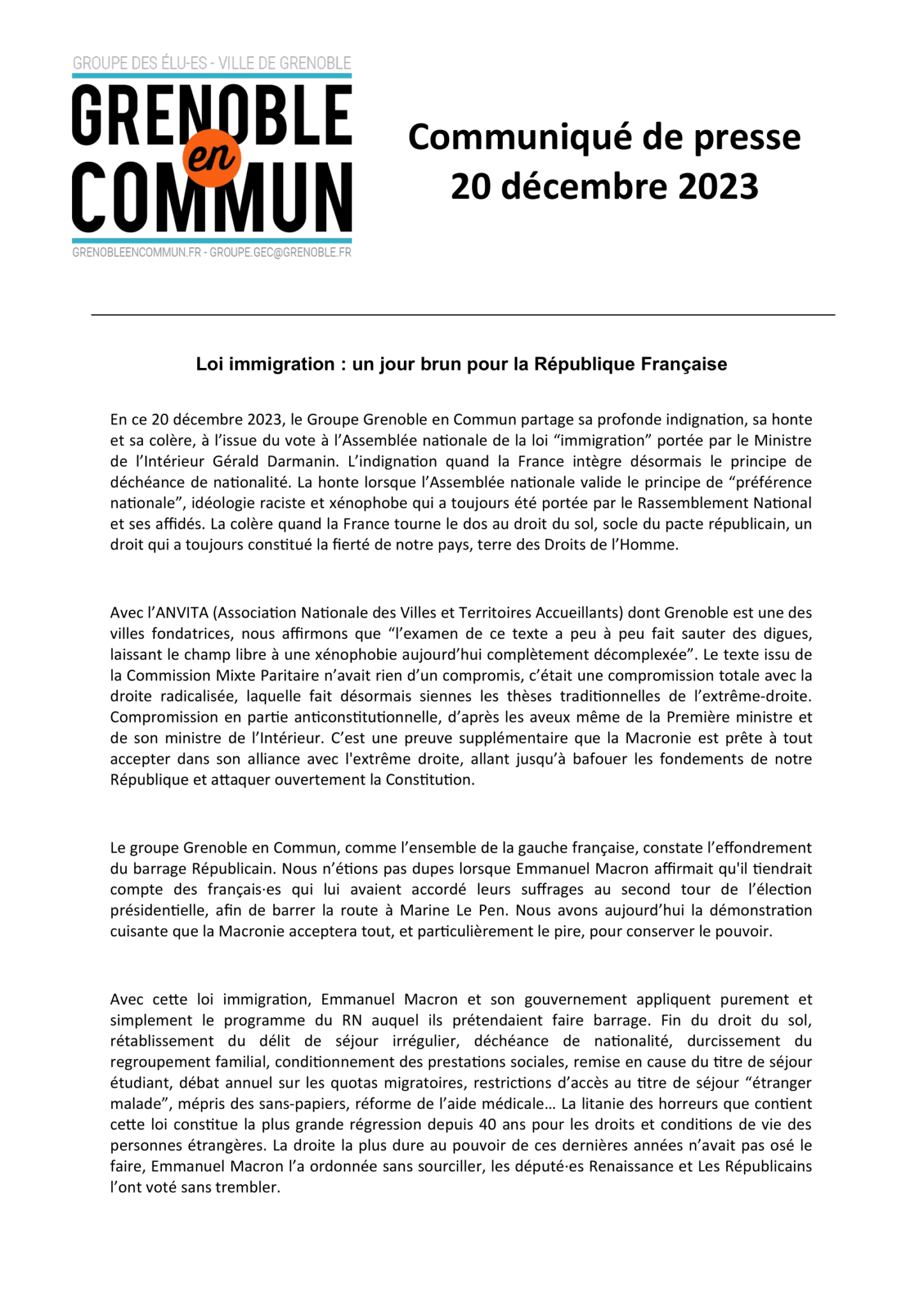 Loi immigration : un jour brun pour la République Française